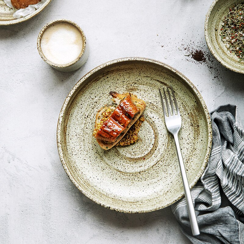 FANCITY ceramic retro home deep dishes, steak dish... – Vicedeal