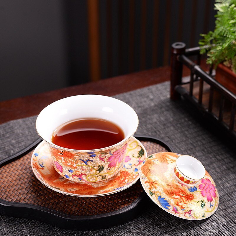 Ceramic Phoenix Gaiwan Tea Set Jingdezhen Color En... – Grandado