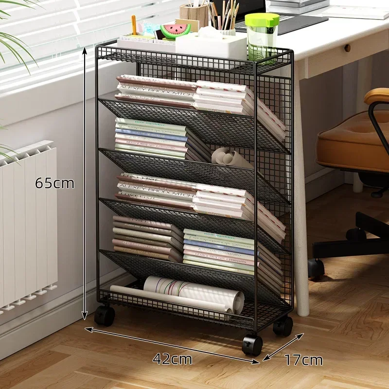 Large Bookshelf Library Cart Mobile Book Storage S... – Grandado