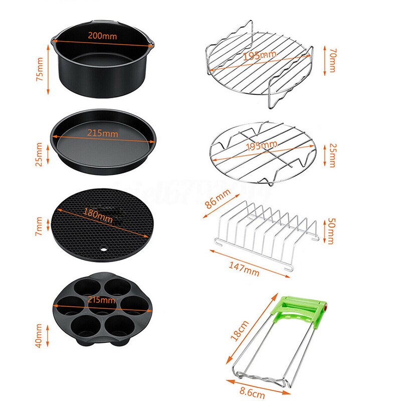 8 Stks/set 8-Inch Lucht Friteuse Accessoires Bakke... – Grandado 8 Stks/set 8-Inch Lucht Friteuse Accessoires Bakke... – Grandado