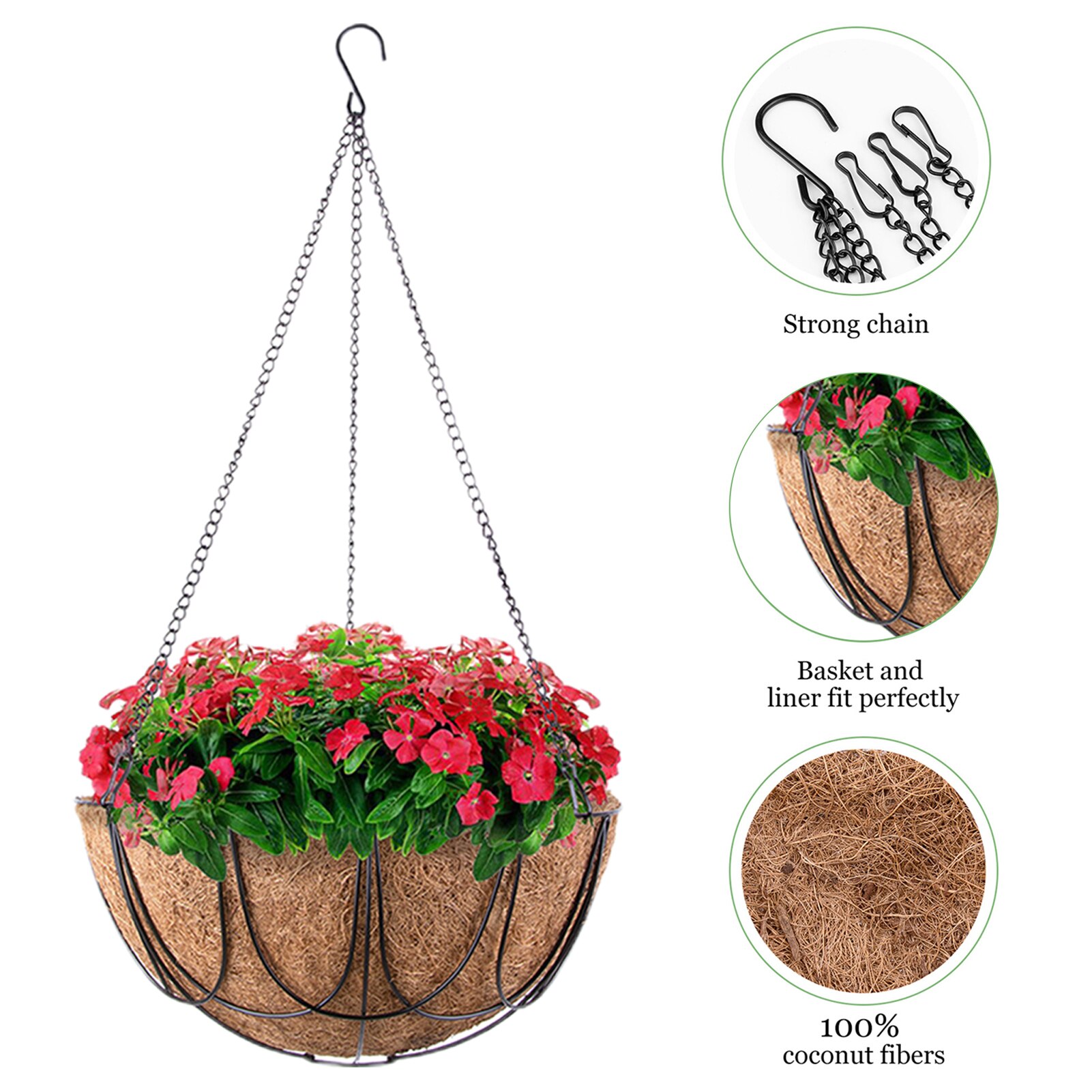 4PCS Metal Hanging Planter Basket With Coconut Flo... – Grandado