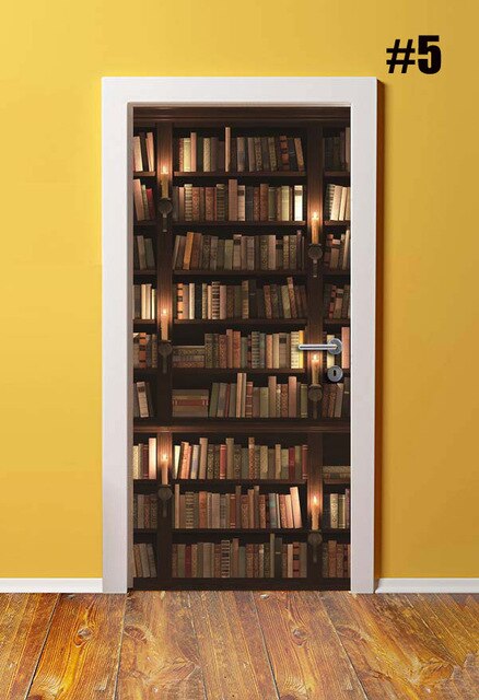 3d Deur Sticker Zelfklevende Woondecoratie Boekenp... – Vicedeal