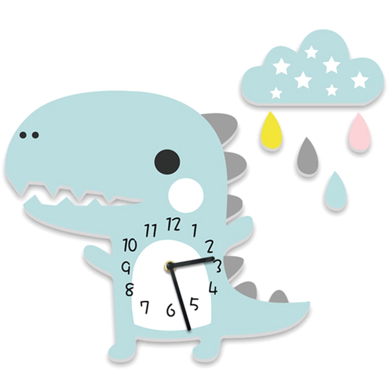 Cloud Wall Sticker Clock Saat Cartoon Dinosaur Wal... – Vicedeal