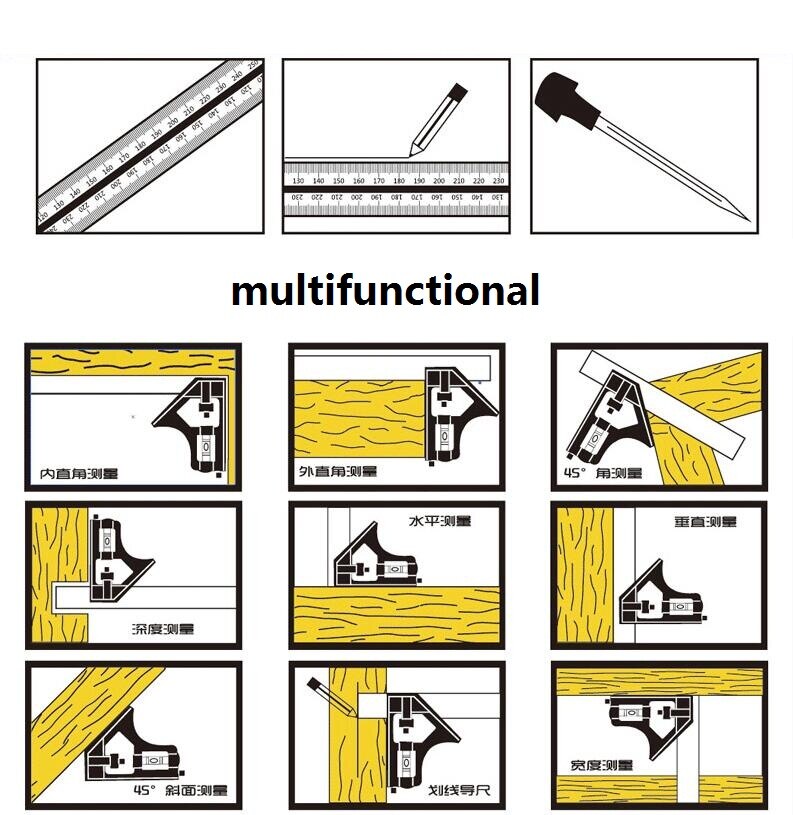 300mm Multifunctional Combination Square Ruler HAN... – Grandado