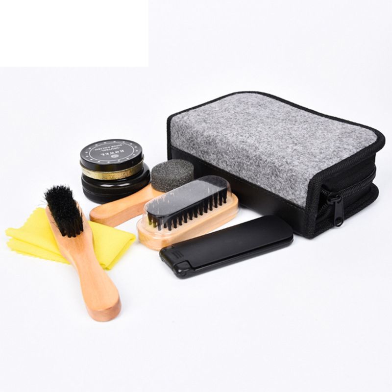 Shoe Shine Kit & Shoe Care Valet PU Leather Sleek ... – Grandado