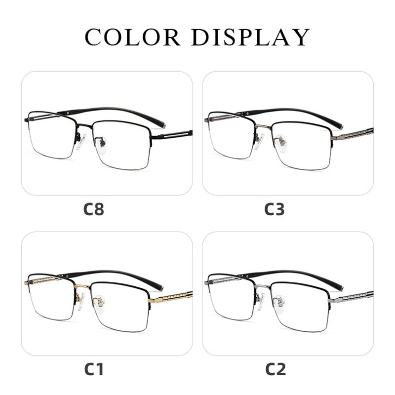 Pure Titanium Glasses Frmae Half Rimless 2022 Men ... – Grandado