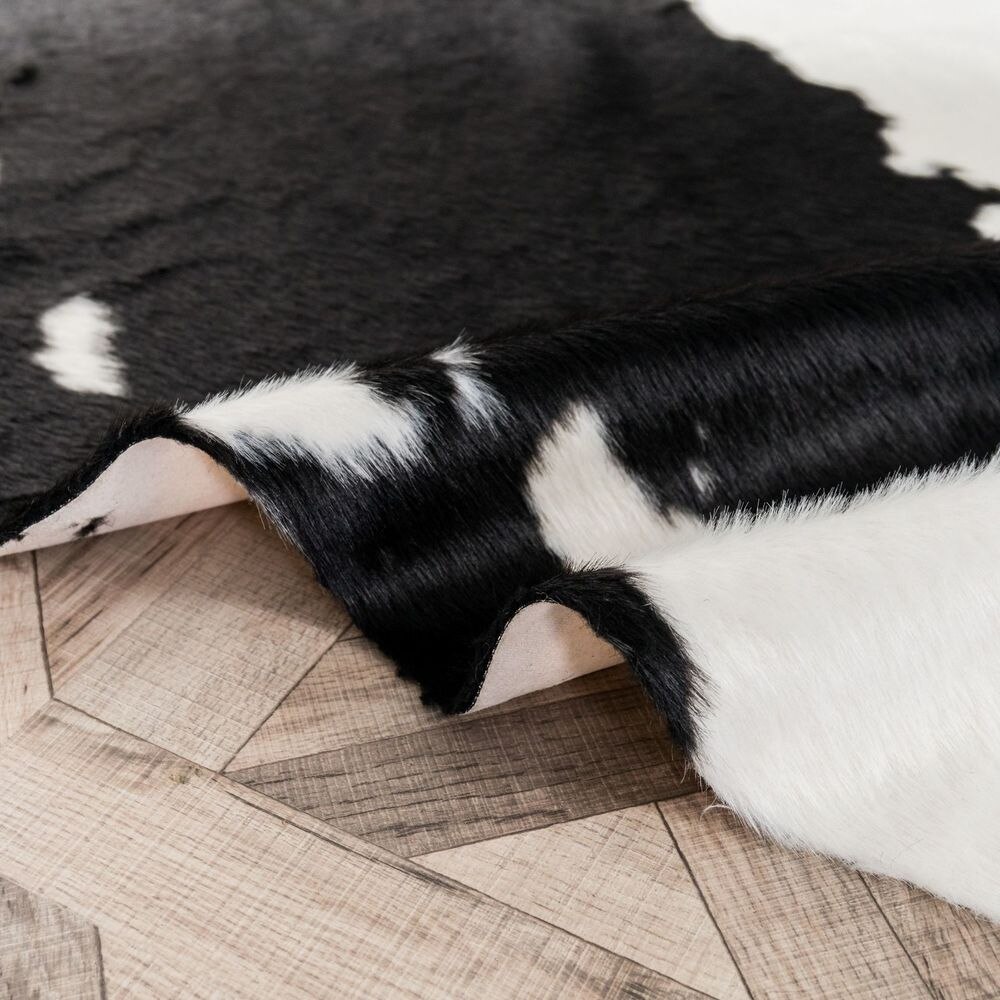 78x105cm Imitation Cow Print Rug Black and White F... – Grandado