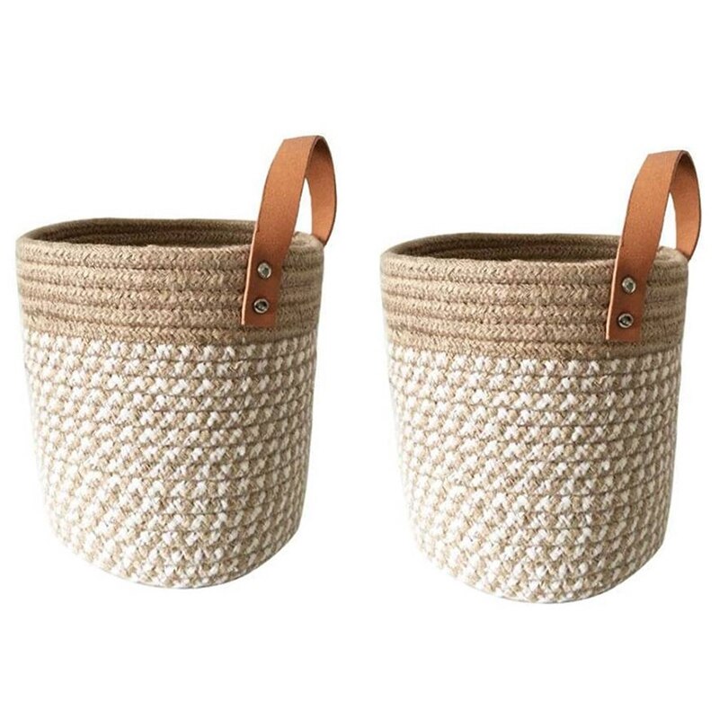 Best 2Pcs Cotton Rope Baskets With Handle- Woven W... – Grandado