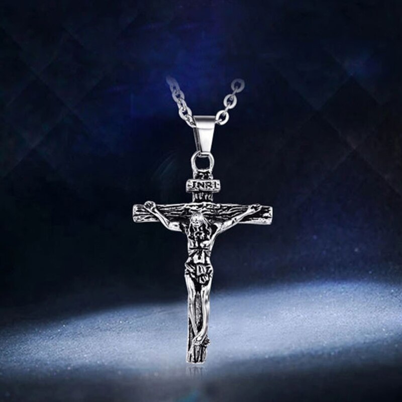 Men Women Christian Jesus Cross Necklace with Chai... – Grandado