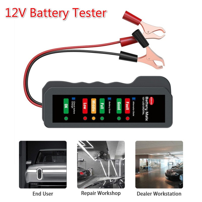 Digital 12V Battery Tester Six LED Display Alterna... – Grandado