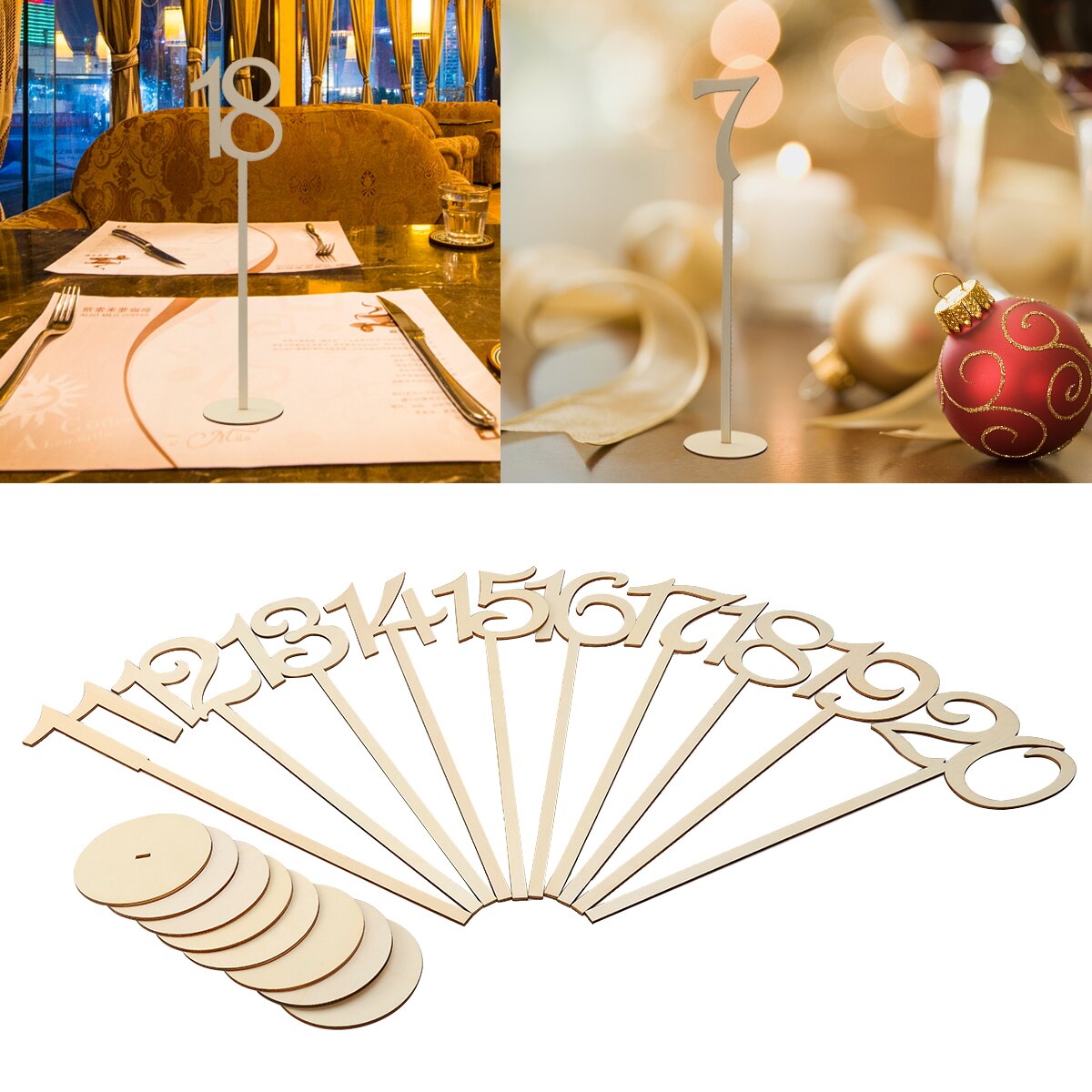 20pcs 1-20 Wooden Table Numbers with Holder Base f... – Grandado