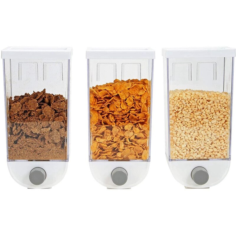 Set Of 3 Wall Mounted Cereal Dispensers, 1.5L Capa... – Grandado