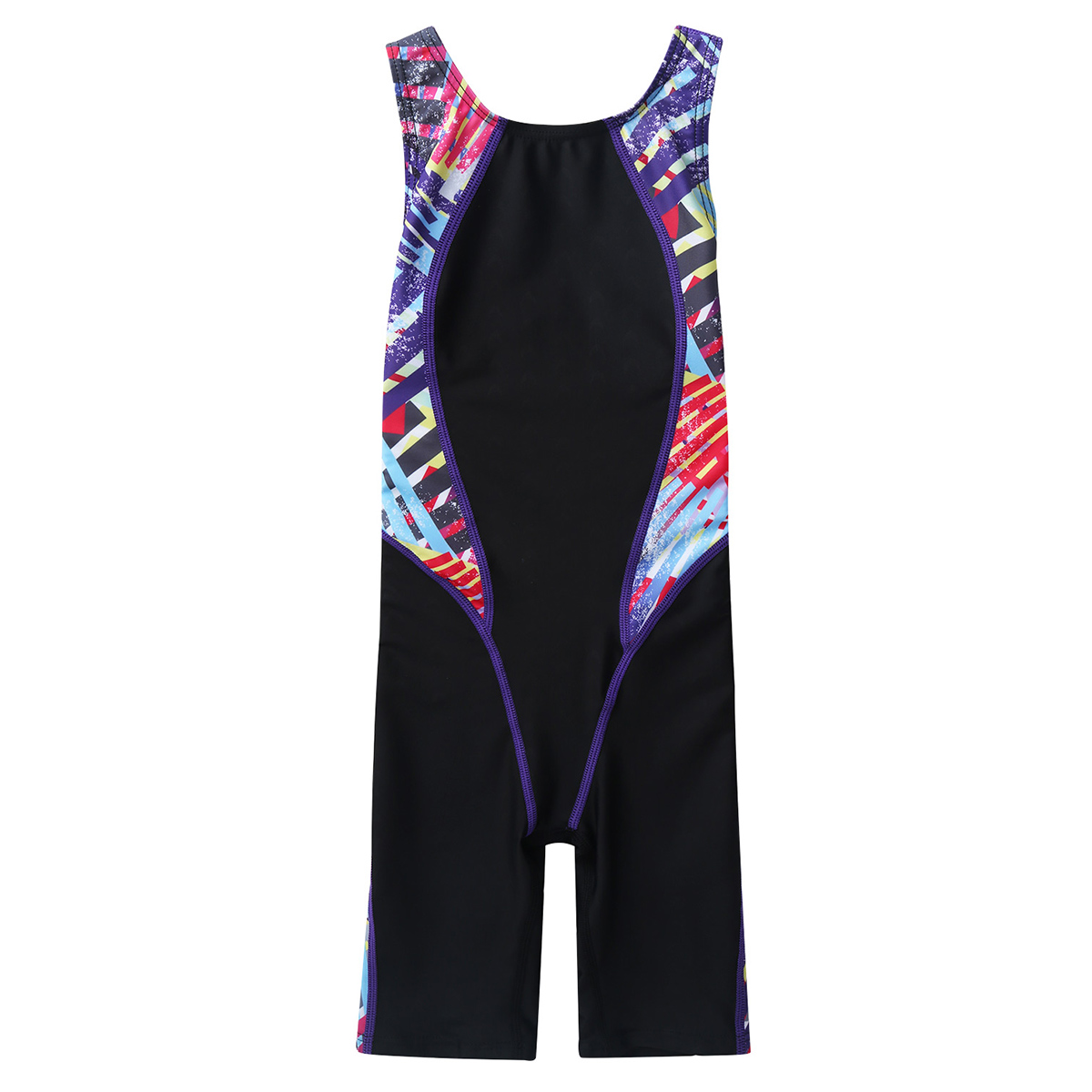 Children Girls One Piece Splice Knee Length Racerb... – Grandado