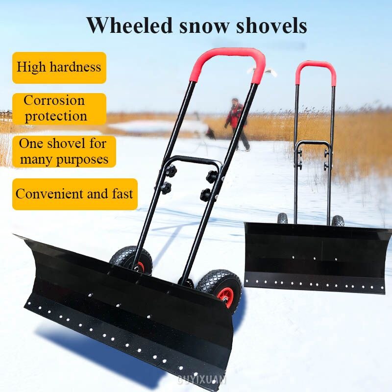 Wheeled Hand Push Snow Removal Shovel Large Snow R... – Vicedeal