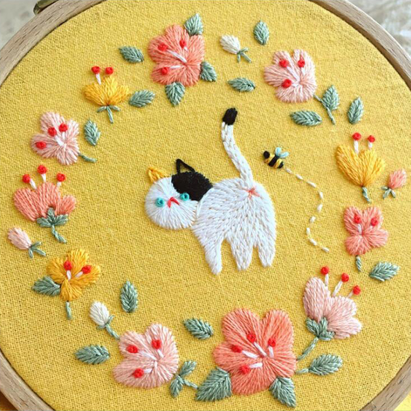 3D European Embroidery Materials Package Cute Cat ... – Grandado