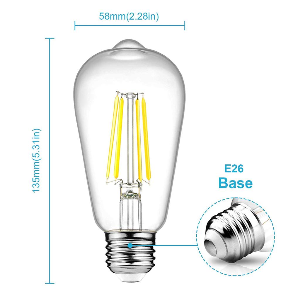 Dimmable Ascher Vintage LED Edison Bulbs, 6W, Equi... – Grandado