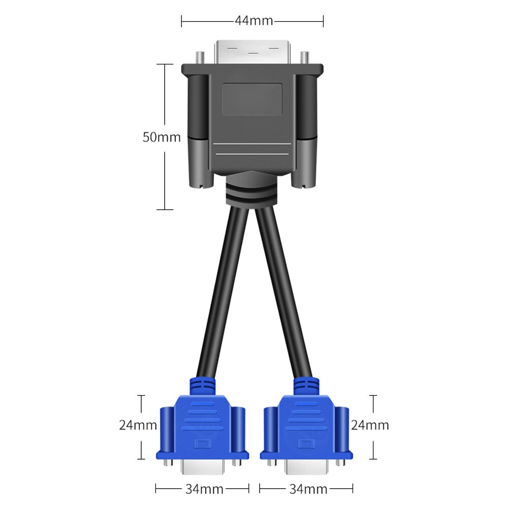 DVI To VGA Converter Cable 1Male to 2 Female Adapt... – Grandado