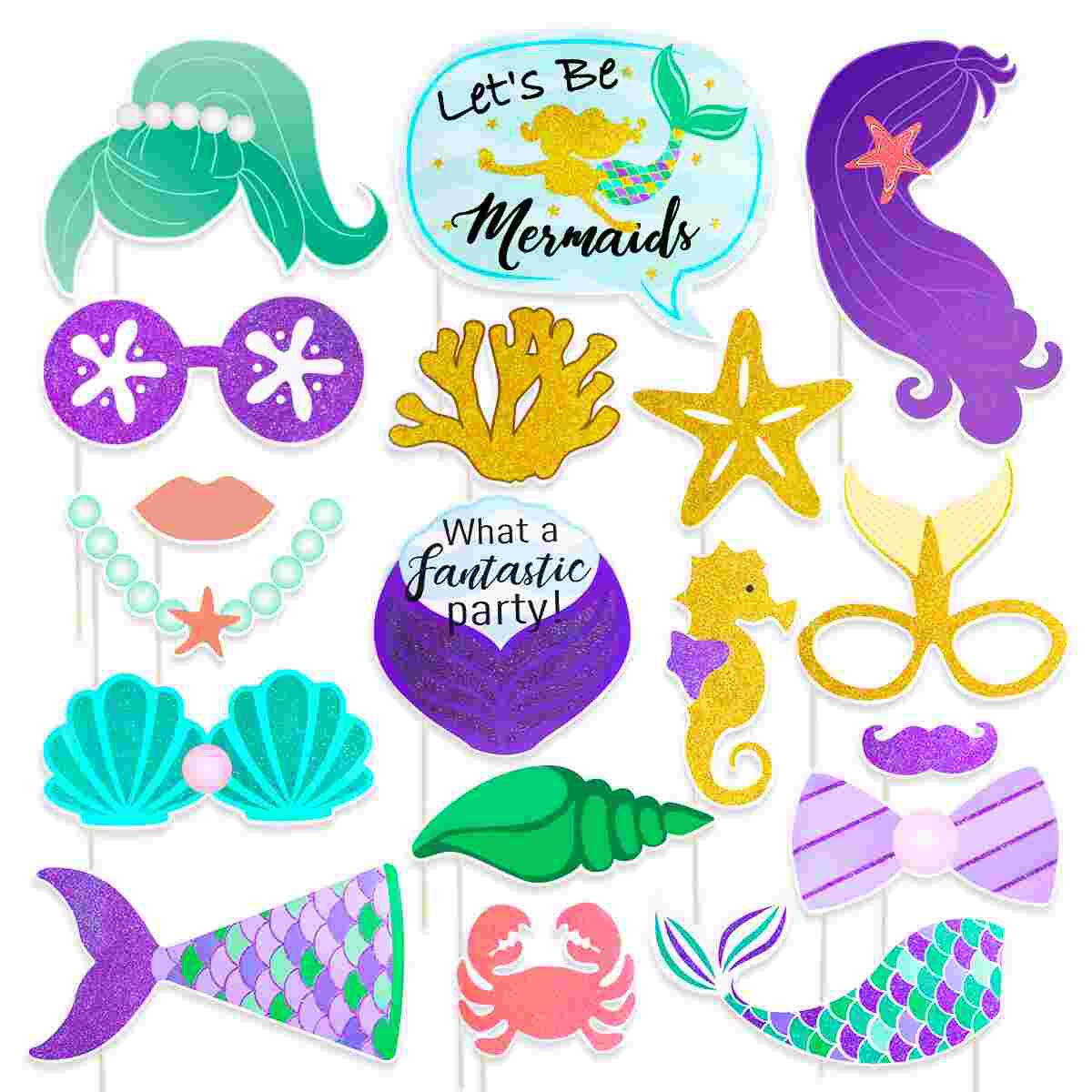 Tinksky 18Pcs Mermaid Birthday Party Photo Booth A... – Grandado