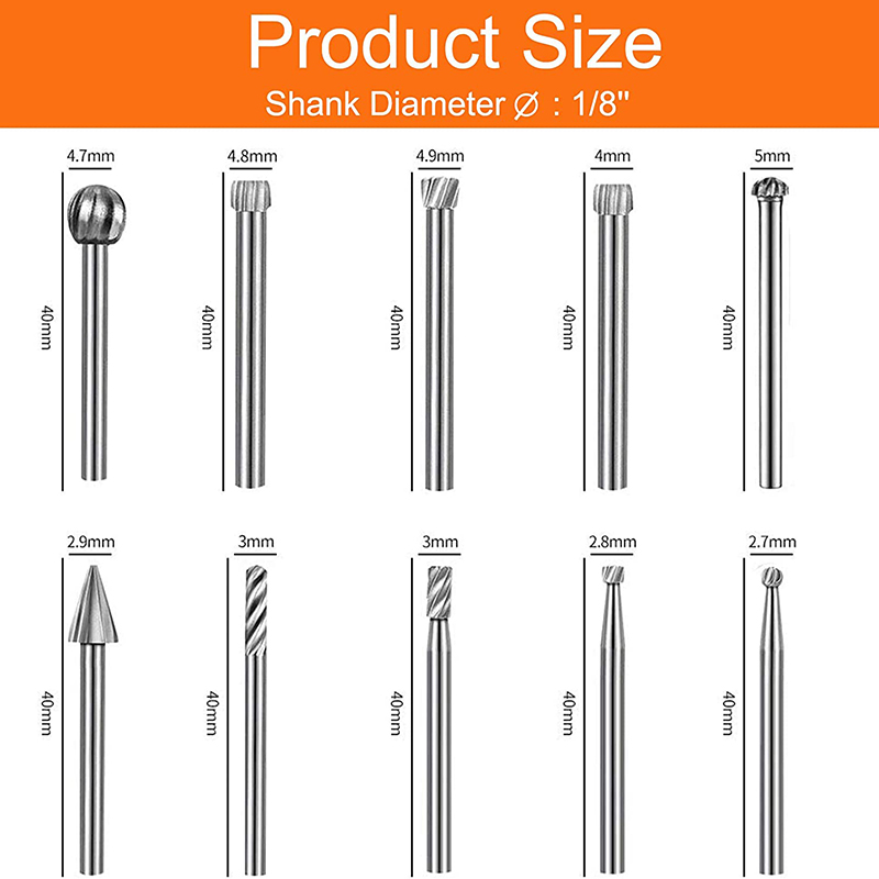 20pcs Tungsten Carbide Rotary Burr Set 1/8 Inch Sh... – Grandado