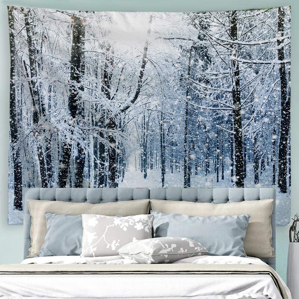 Nature Art Polyester Fabric Tapestry Winter Snow i... – Grandado