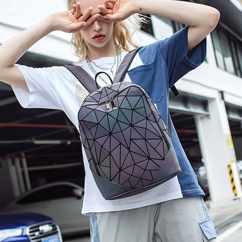 women backpack holographic geometric luminous bag ... – Grandado