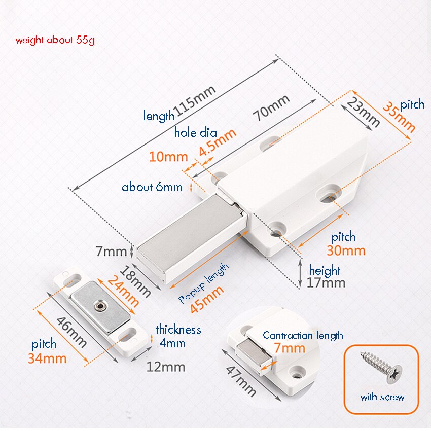 Door Catch Magnetic Latches Push to Open Large Pla... – Grandado