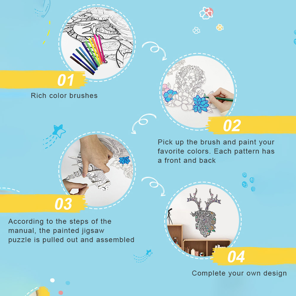 3D Coloring Puzzle Hanging Crafts Wall Decorations... – Grandado