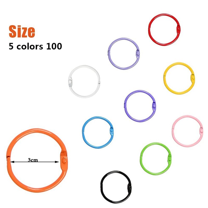 100-Pack Kleurrijke Binding Ringen 3Cm Boek Losbla... – Grandado