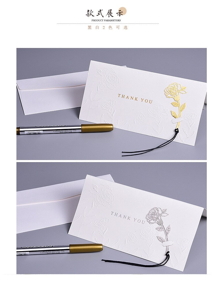 24 Stuks Gold & Silver Rose Dank-U Kaarten Met Env... – Grandado