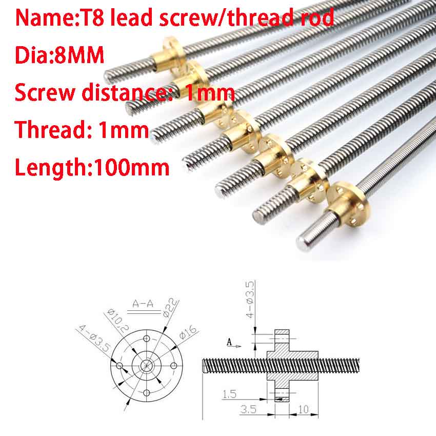 Blei Schraube Dia 8MM Schraube abstand 1mm Gewinde... – Grandado