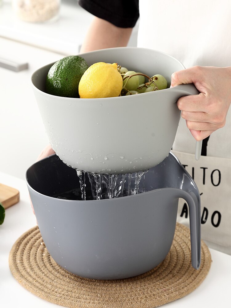 Kitchen vegetable washing basket double-layer plas... – Grandado