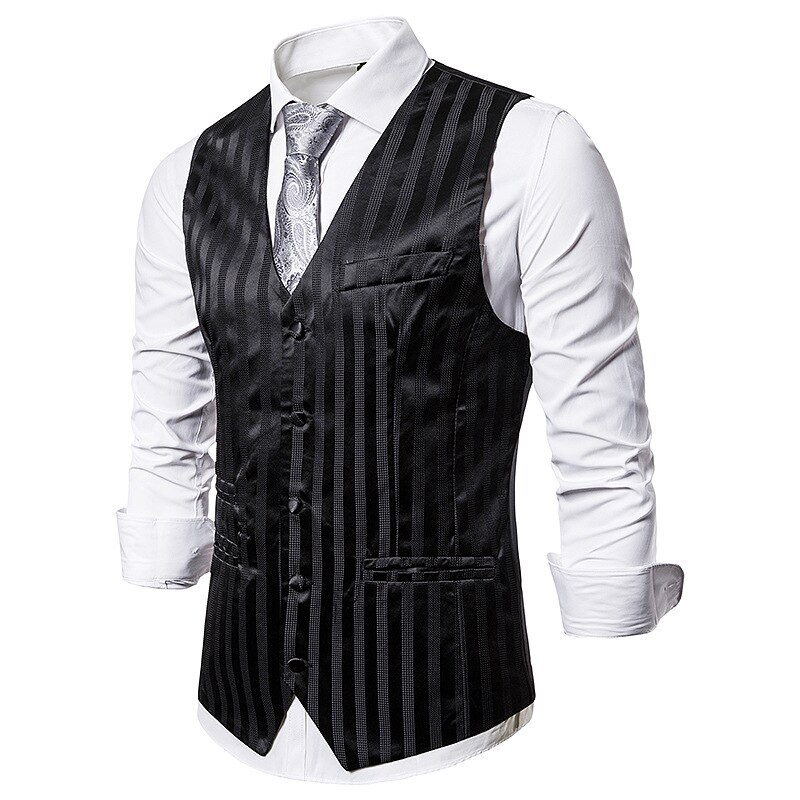 Luxury Glossy Vertical Striped Mens Suit Vest Clas... – Vicedeal