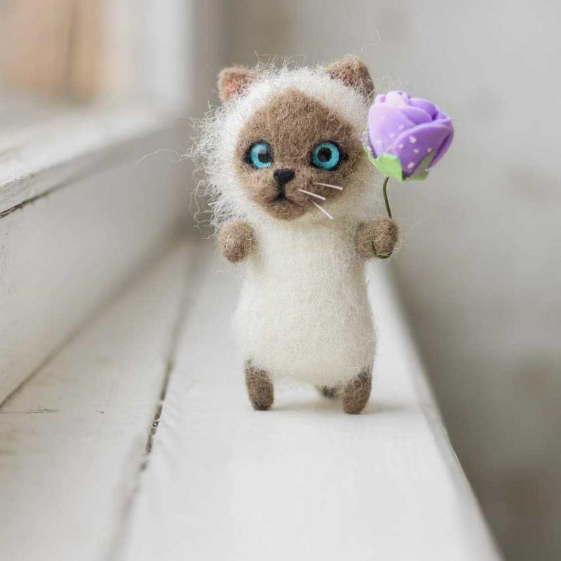 Non-Finished Felt Kit Girl Naughty Cute Cat Pets H... – Grandado