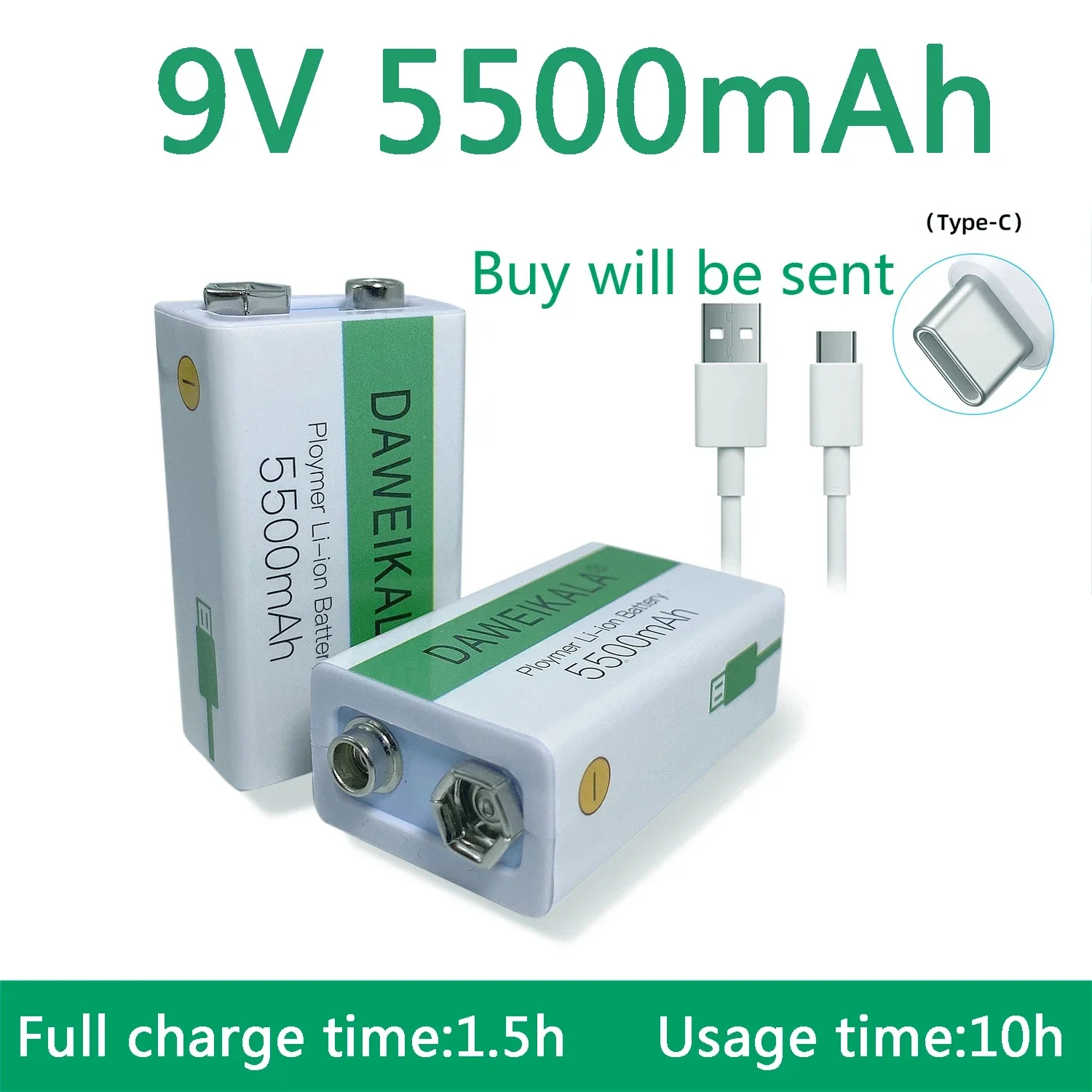 9v x 5500 mah 9v- batterier litiumjonbatteri, uppl... – Vicedeal