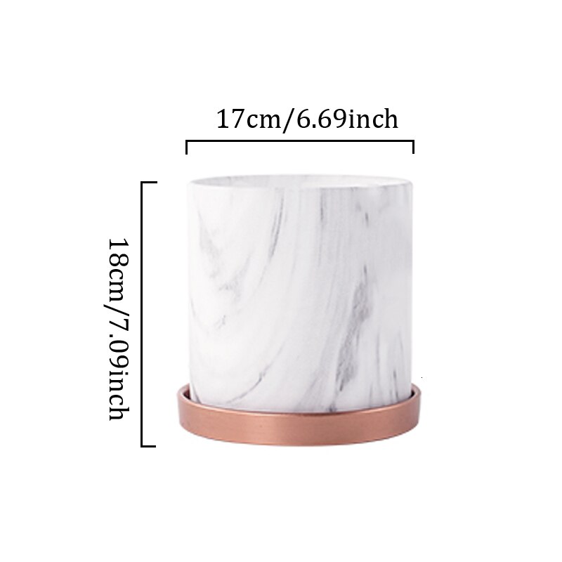 Marble ceramic flower Pot with tray flower Pot str... – Vicedeal