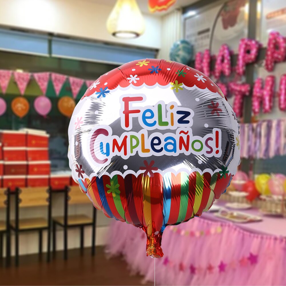 18 Inch Round Shape Spanish Happy Birthday Foil Ba... – Grandado