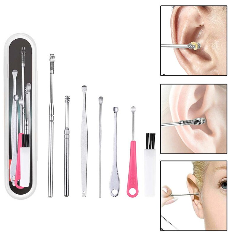 7Pcs/Set Stainless Steel Ear Picks Wax Removal Cur... – Vicedeal