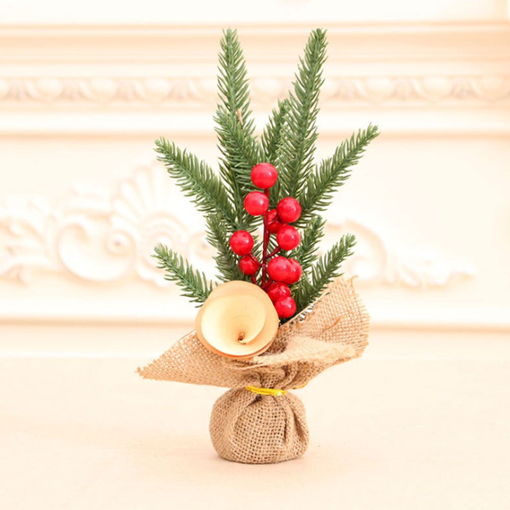 Mini konstgjord julgran med röda bär kotte bordssk... – Grandado