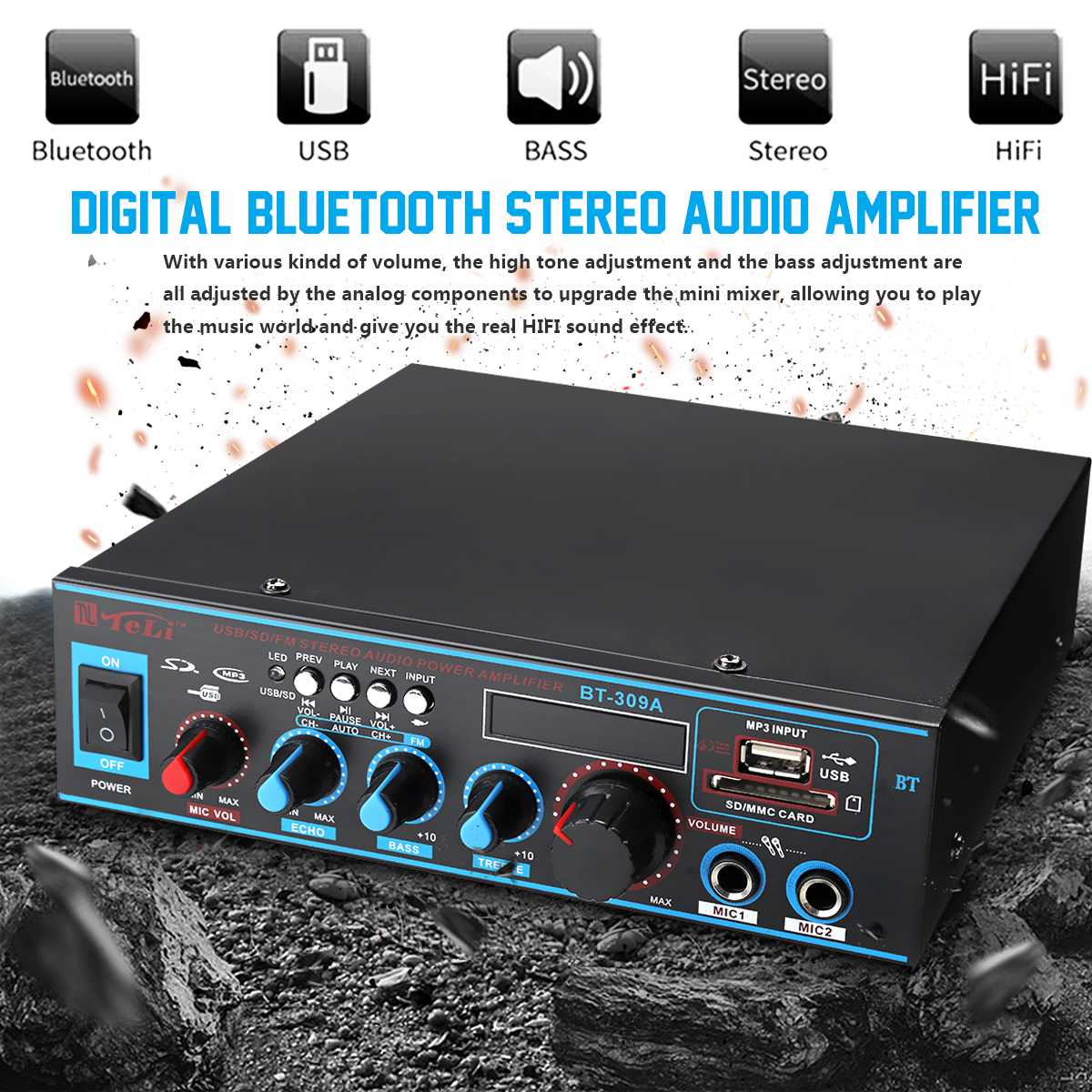 800W Audio Amplifier Amplificador 12/220V Digital ... – Grandado