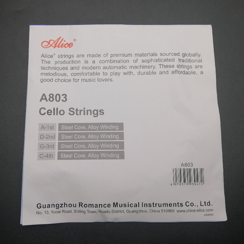 Alice A803 Cello Strings Steel Core Nickel Silver ... – Grandado