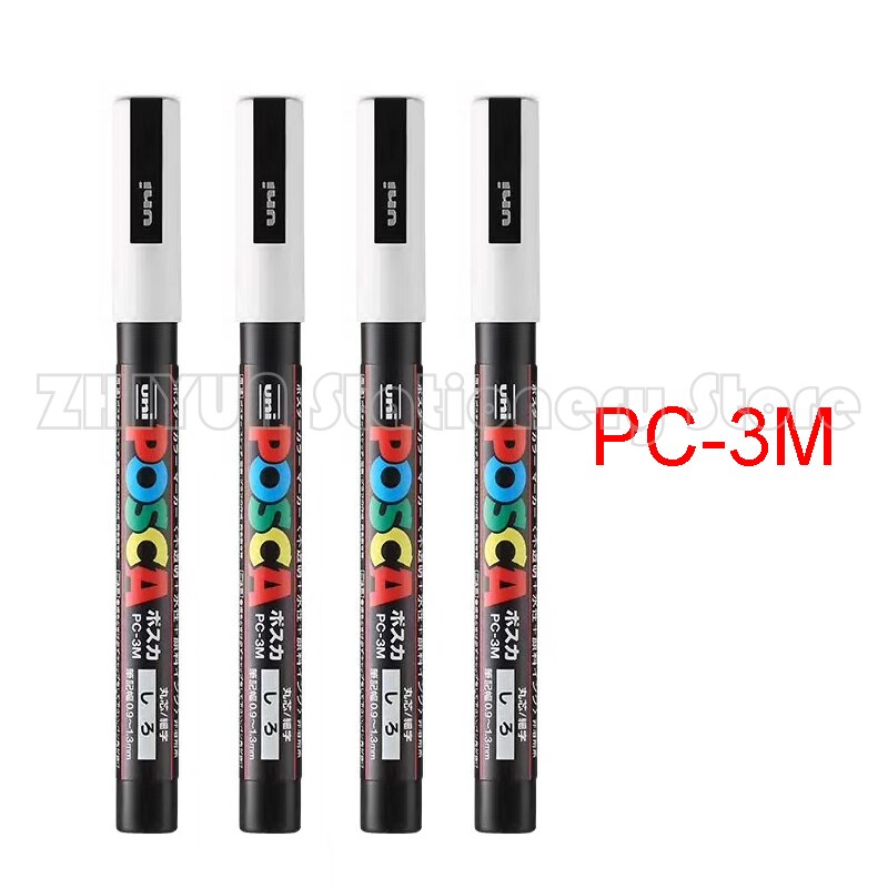 4pcs Japanese Stationery Posca Markers White Black... – Grandado