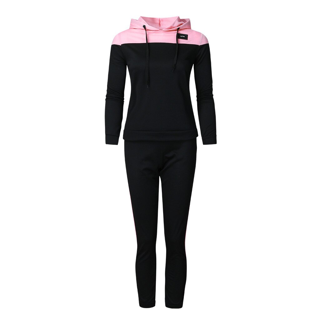 Women Sport Suit Tracksuit Solid Color Hooded Swea... – Grandado