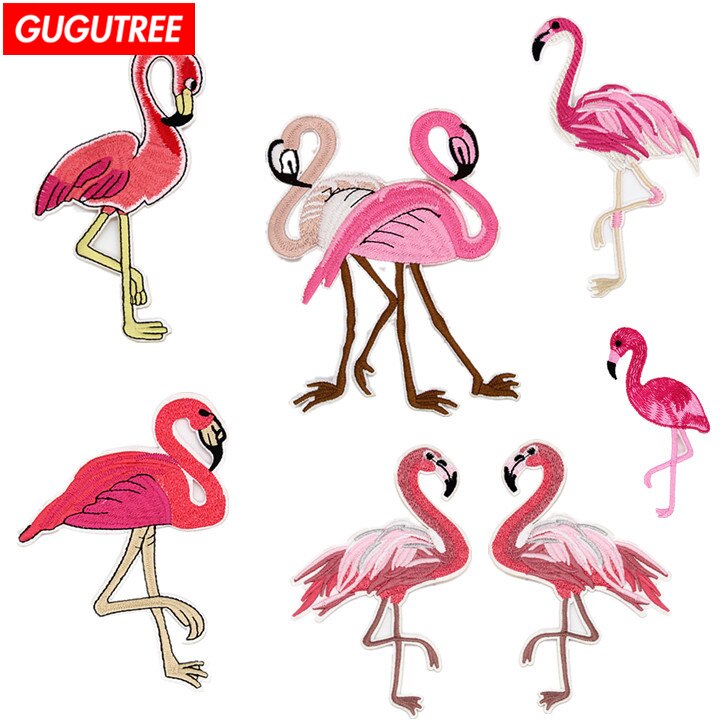 GUGUTREE embroidery flamingo patches bird patches ... – Vicedeal
