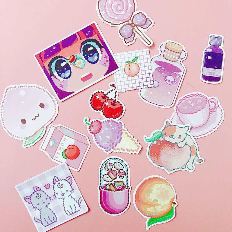 30PCS Pixel Style Stickers DIY Stationery – Grandado