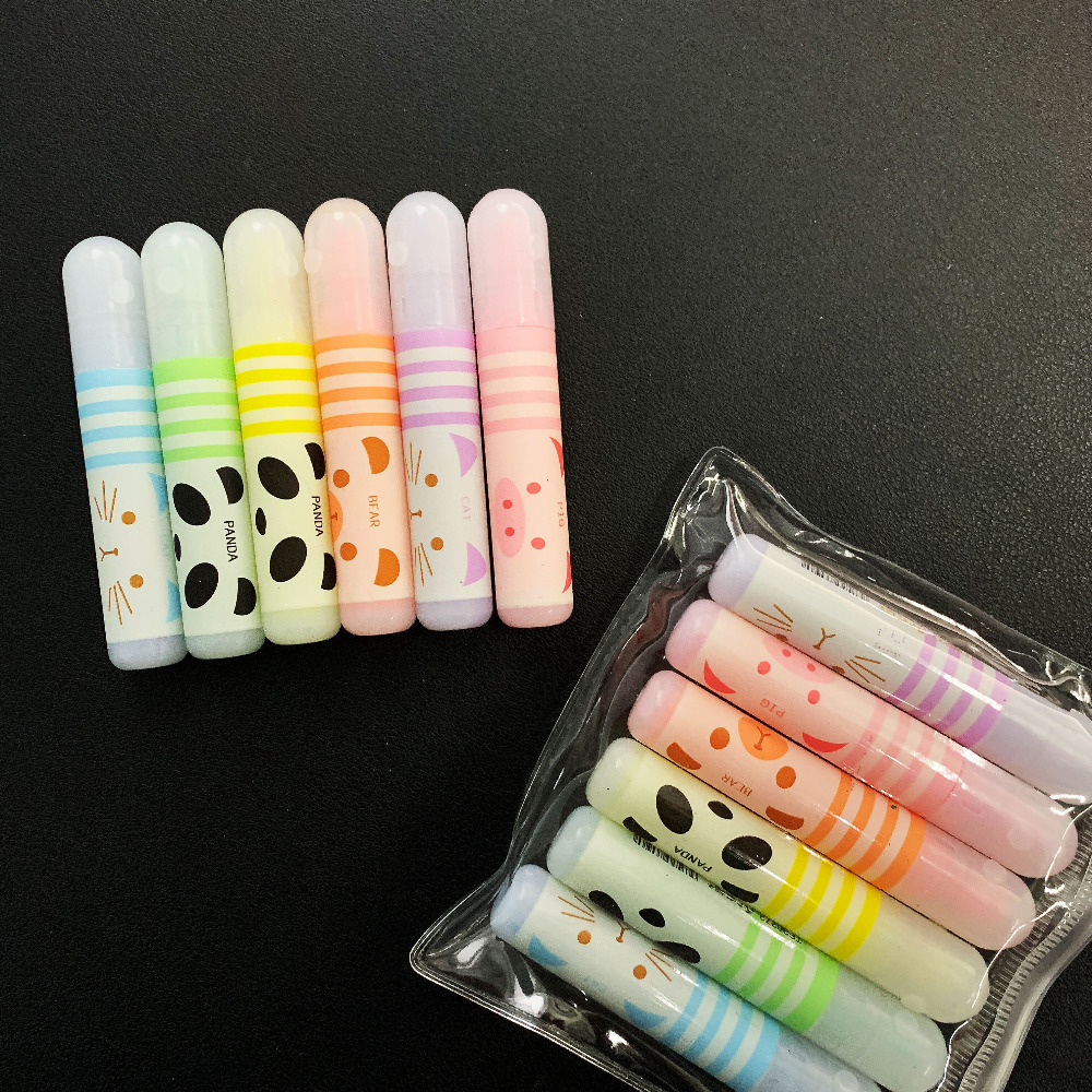 6pcs /Pack Cute Cat Panda Pig Bear Mini Highlighte... – Grandado