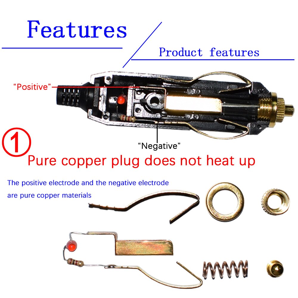 15A Male Car Cigarette Lighter/Aux Socket Plug Con... – Grandado