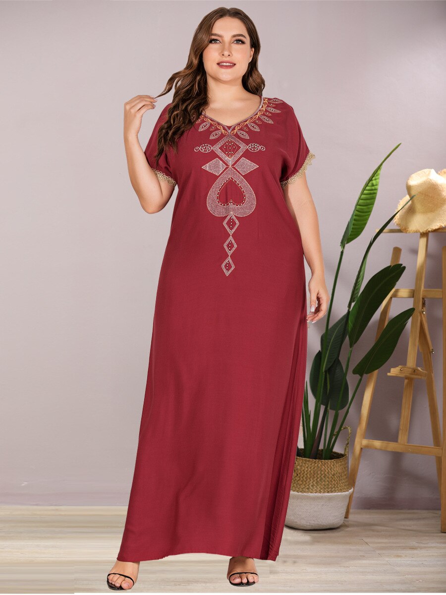 Vintage 3XL Plus Size African Maxi Dress Short Sle... – Grandado