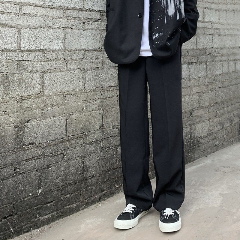 Sagging wide leg pants men's Korean Black Loose hi... – Grandado