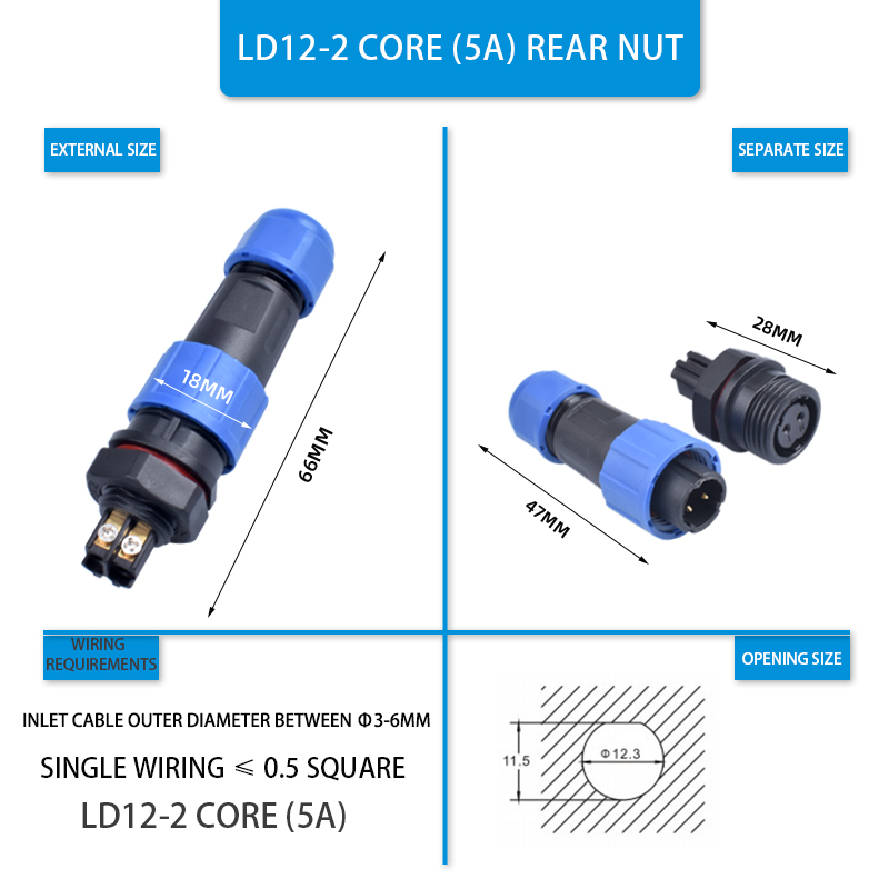 LD12 IP68 Waterproof Connector Male Plug & Female ... – Grandado