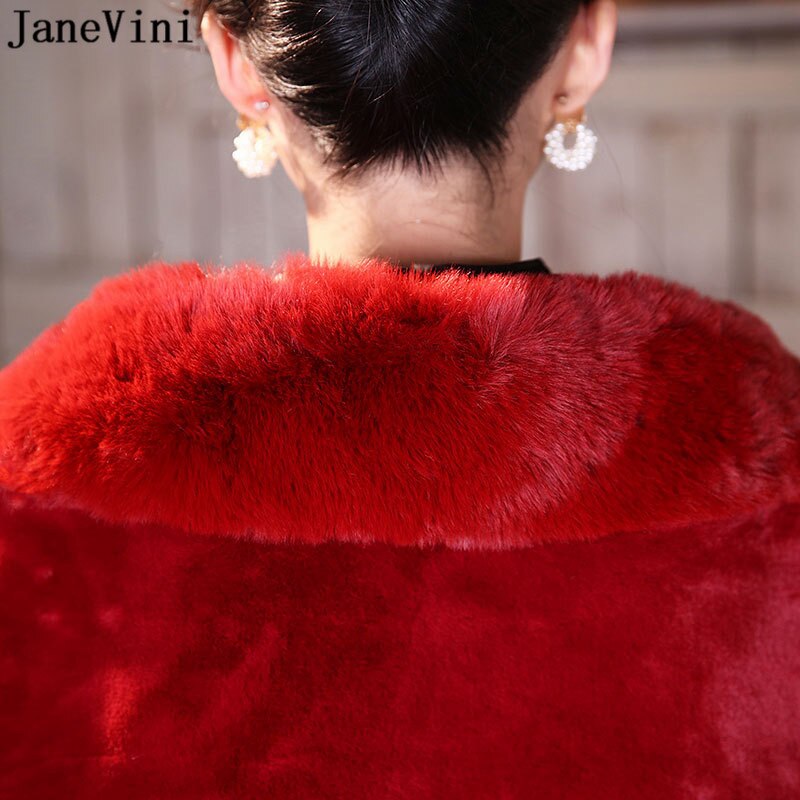 JaneVini Burgundy Wedding Fur Wrap Bolerko Damskie... – Vicedeal